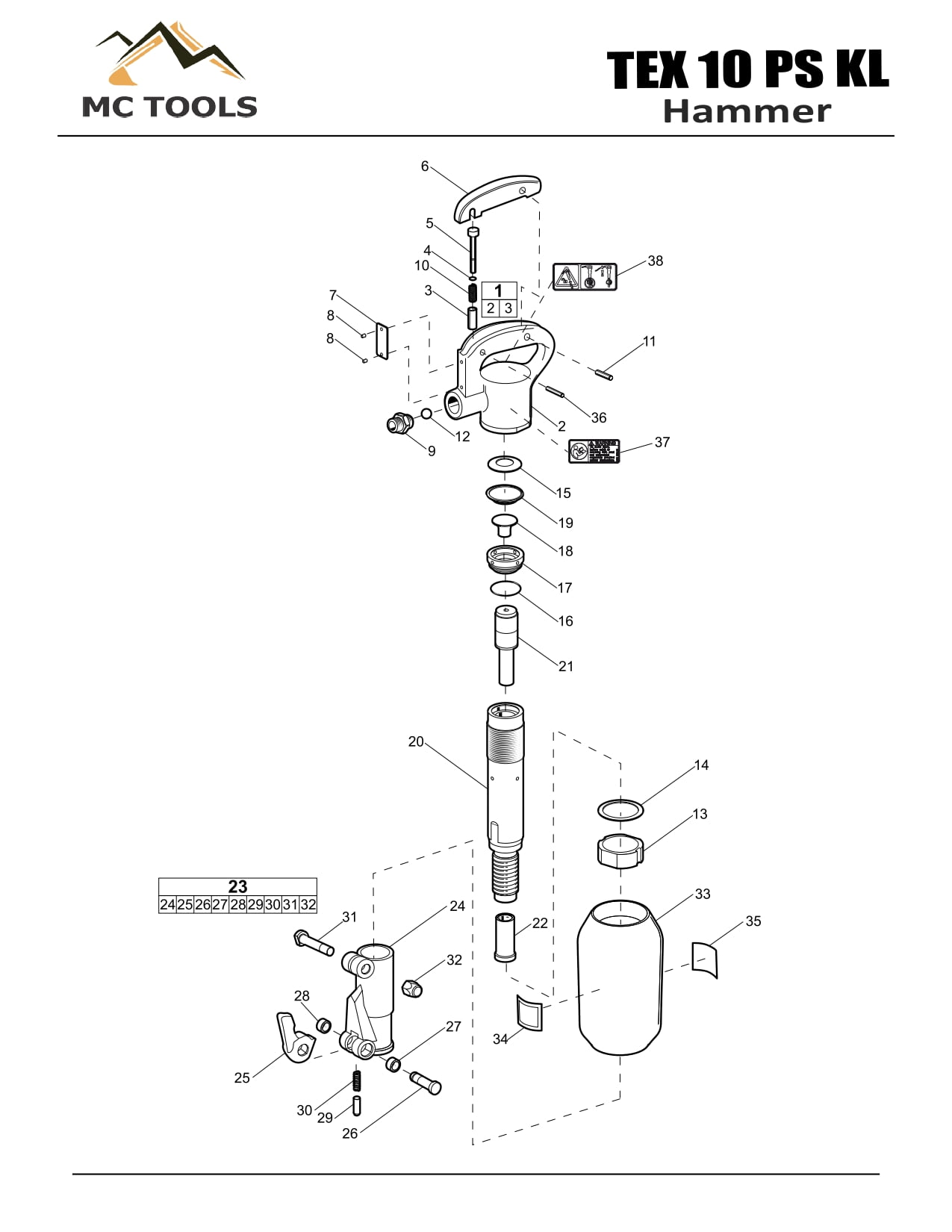 Spare parts of Tex – 10 PS KL - MC Tools
